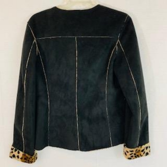 Laura Max | Jackets & Coats | Laura Max Leopard Print Black Mole Skin ...